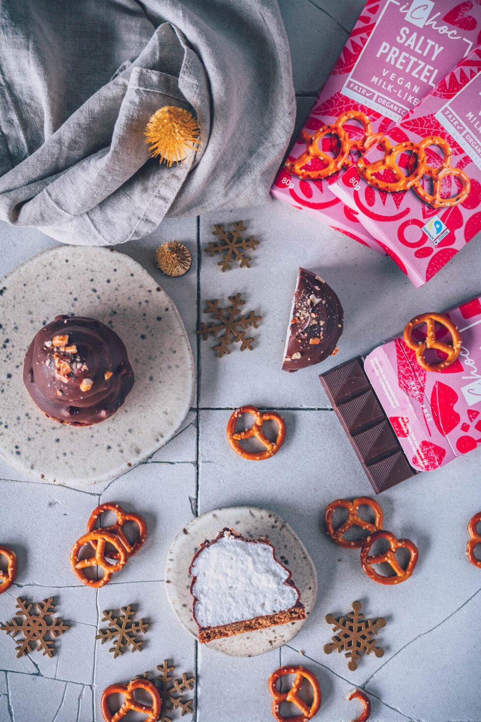 Vegane Flødeboller mit Brezel-Crunch